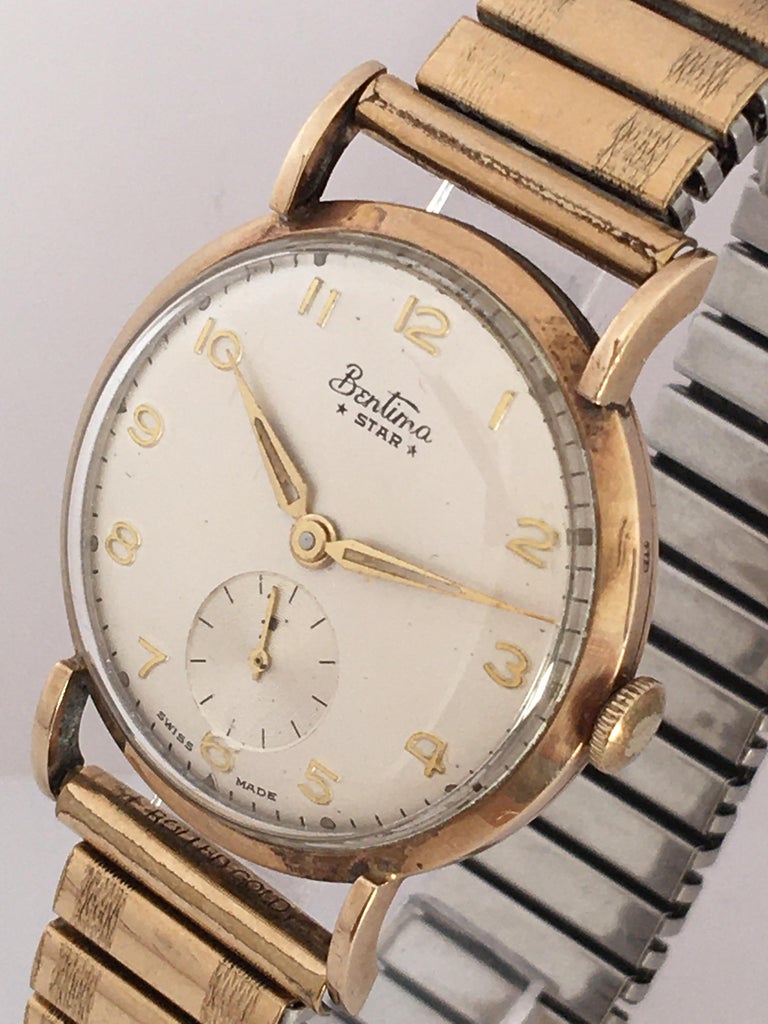 9 Karat Gold Vintage 1960s Bentima Star Mechanical Watch For Sale at ...