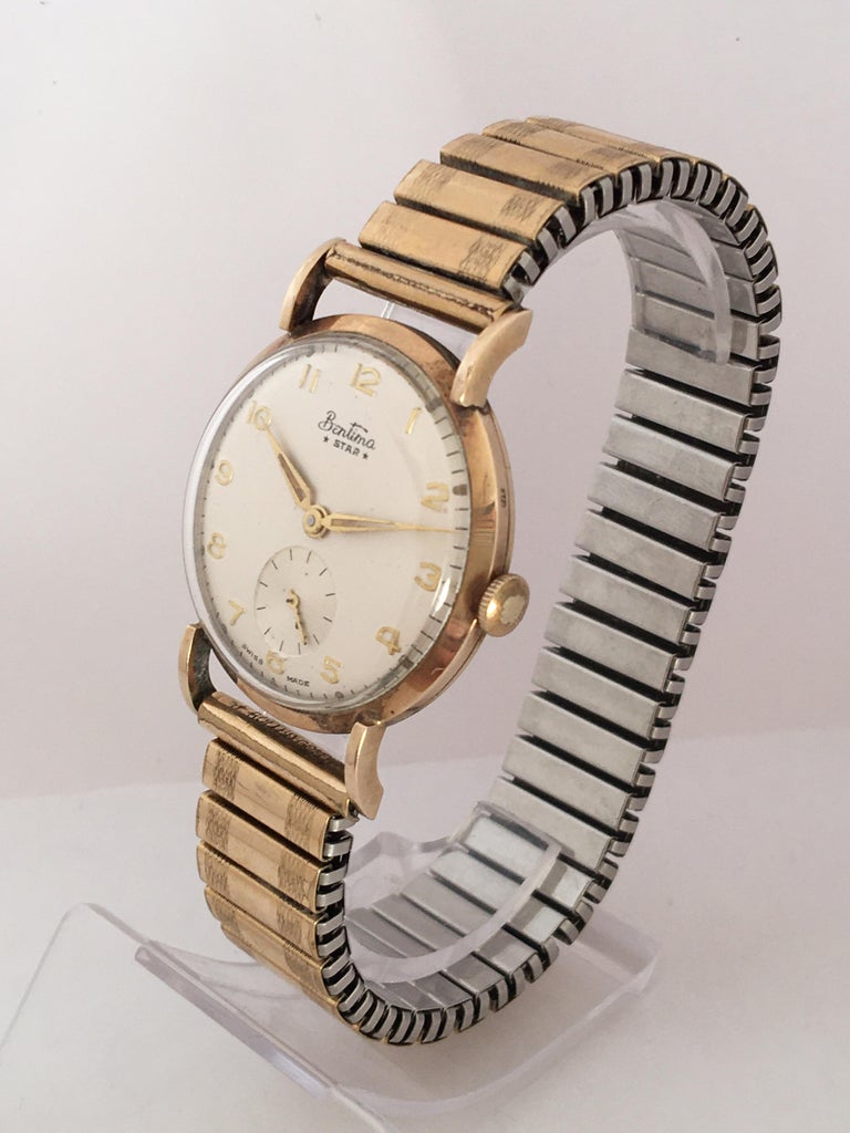9 Karat Gold Vintage 1960s Bentima Star Mechanical Watch For Sale at ...