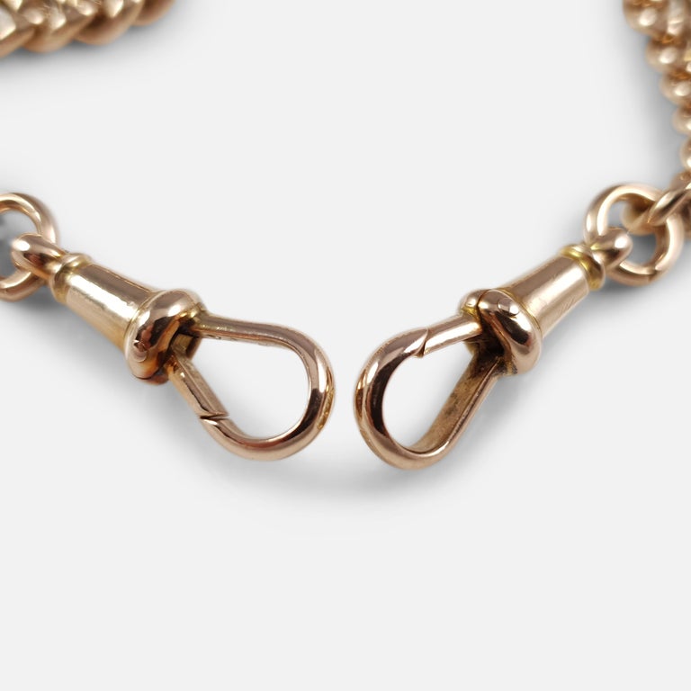 9 Karat Yellow Gold Double Albert Watch Chain and 1881 $5 Gold Coin, 70 ...