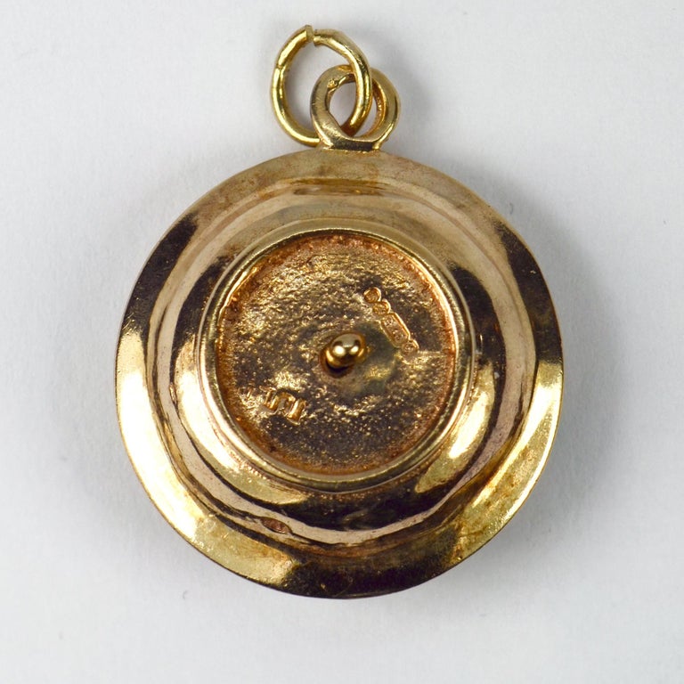 9 Karat Yellow Gold Enamel Roulette Wheel Gambling Charm Pendant For ...