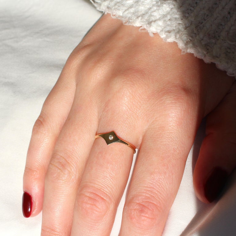 Customizable 9k Yellow Gold Ocean Diamond Astria Ring For Sale at 1stDibs