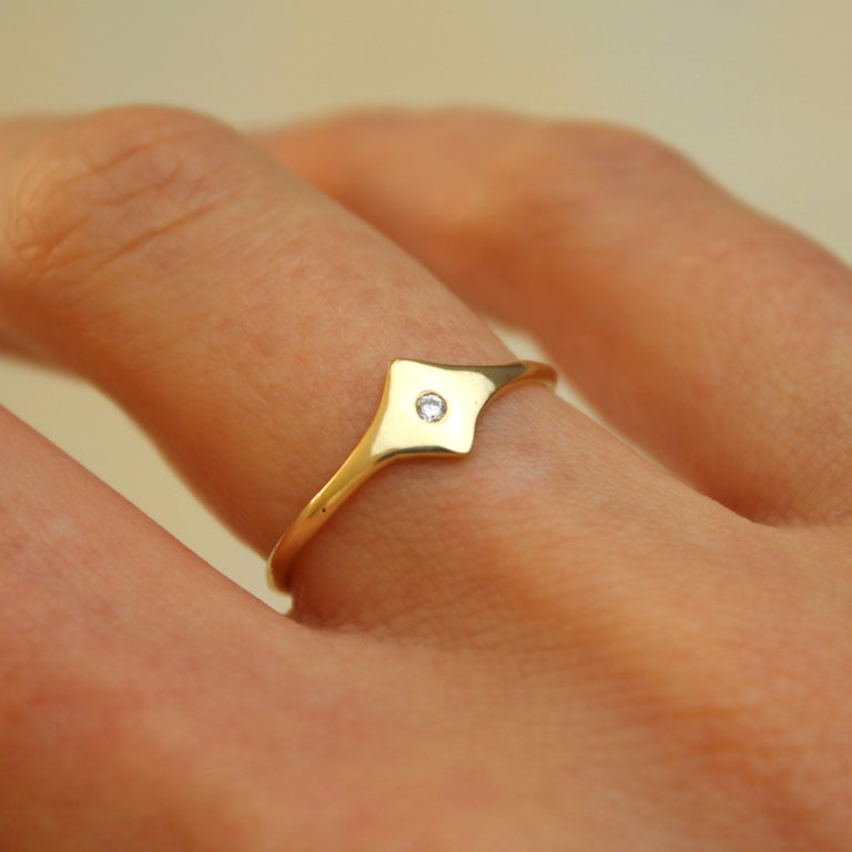 Customizable 9k Yellow Gold Ocean Diamond Astria Ring For Sale at 1stDibs