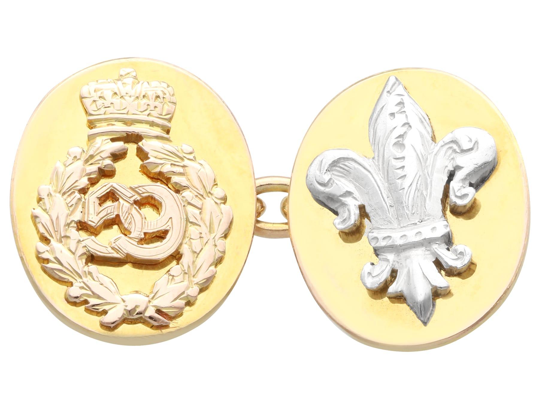 9k Yellow Gold Regimental Cufflinks - Antique Circa 1880 For Sale at ...