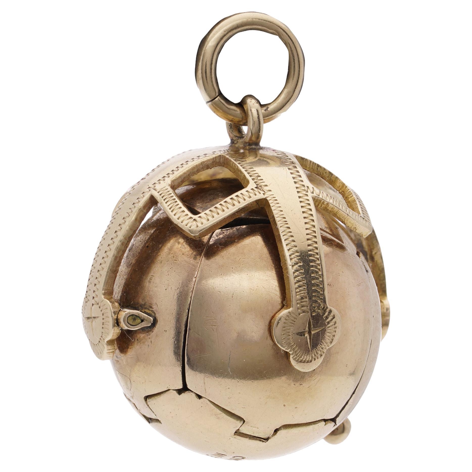 9kt pink gold masonic orb fob ball cross pendant with silver - gilt ...