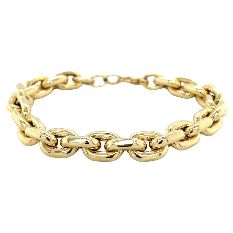 9mm 14k Yellow Gold Braccio Cable Link Chain Bracelet With Lobster ...