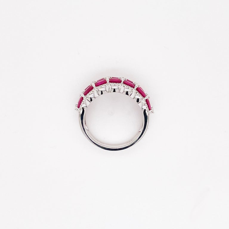 Customizable Wide Ruby Band w Diamonds and Genuine Rubies Wedding ...