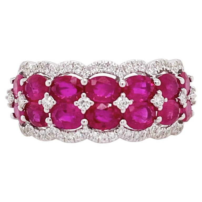 Customizable Wide Ruby Band w Diamonds and Genuine Rubies Wedding ...