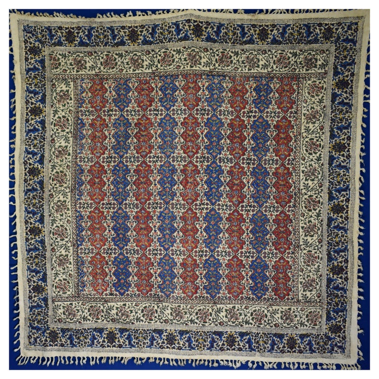 19th Century Kalimkari Handblock Print Panel, Table Cloth For Sale at ...