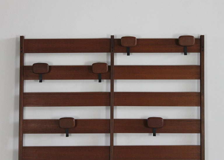 Wall Mounted Coat Rack in Walnut Wood with Adjustable Hooks by ...