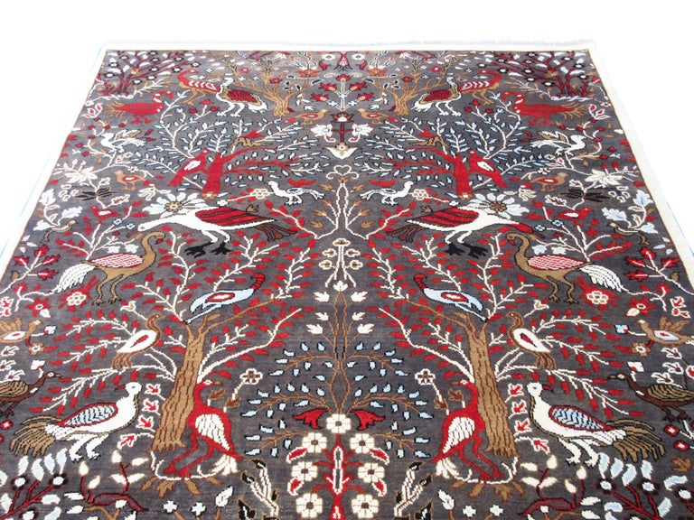 Brown Bird Design Rug For Sale at 1stDibs