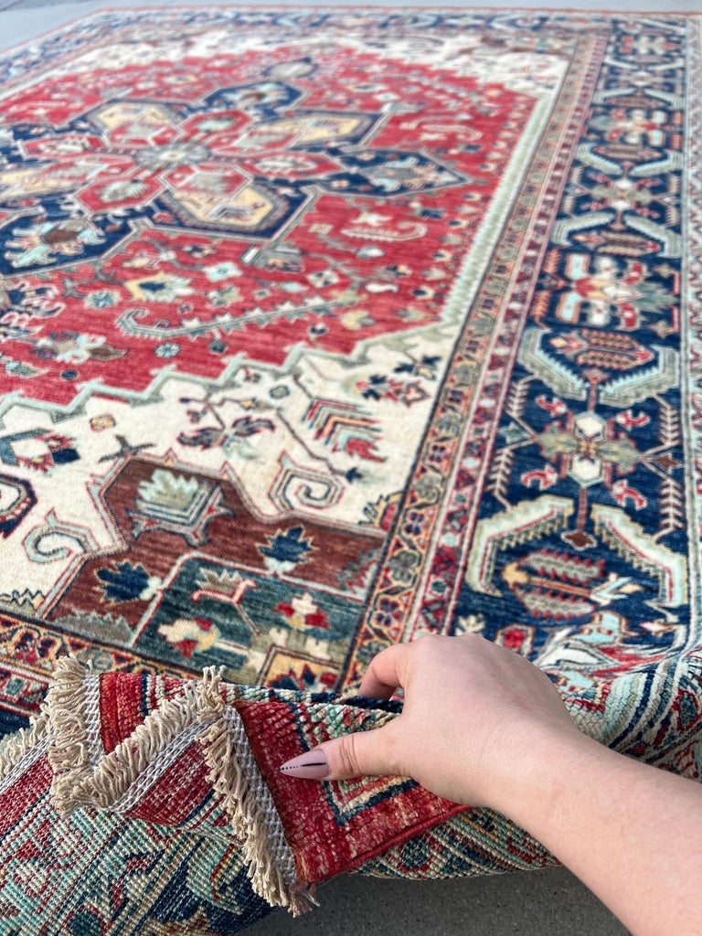 Hand-Knotted Afghan Heriz Rug Premium Hand-Spun Afghan Wool Fair Trade ...