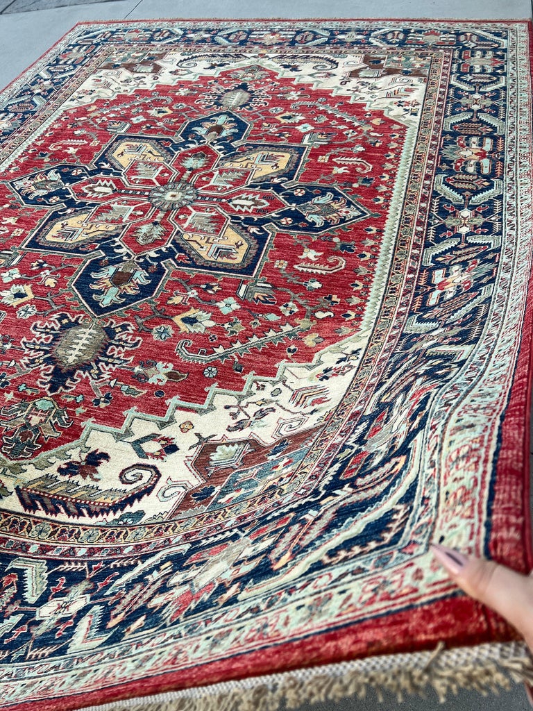 Hand-Knotted Afghan Heriz Rug Premium Hand-Spun Afghan Wool Fair Trade ...