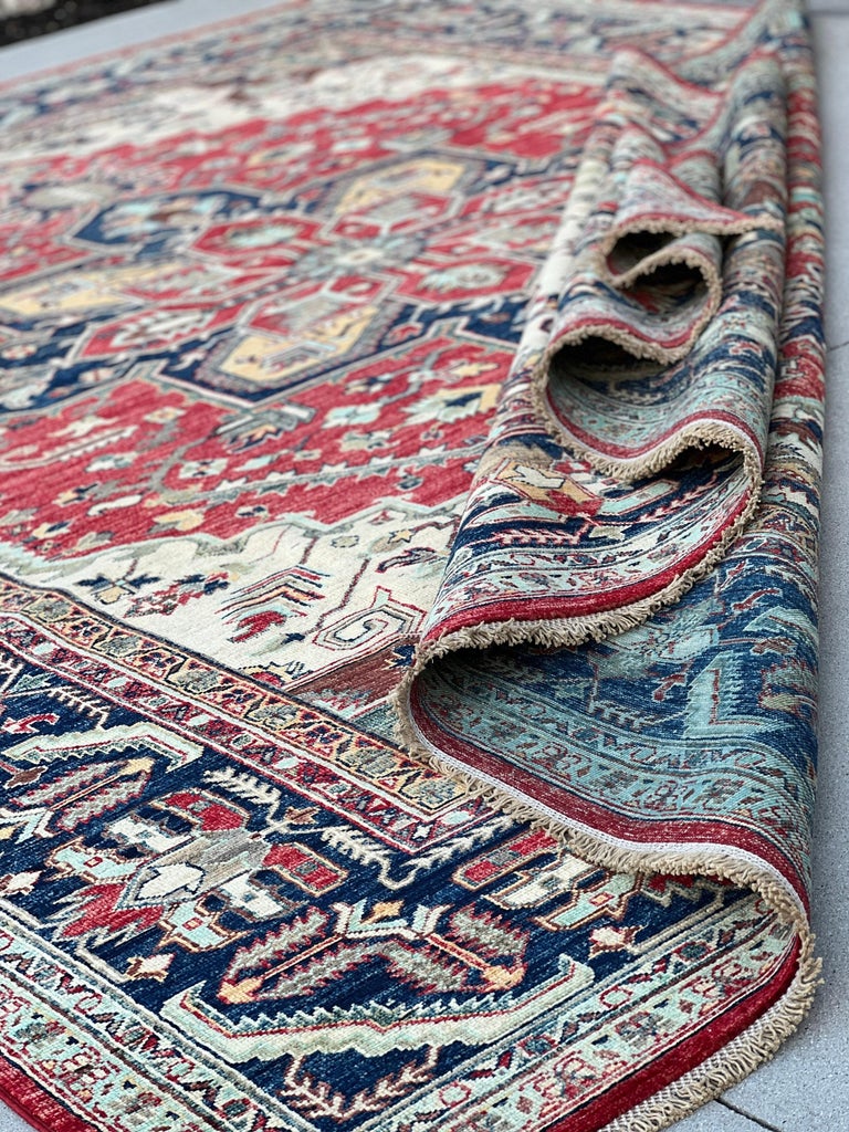 Hand-Knotted Afghan Heriz Rug Premium Hand-Spun Afghan Wool Fair Trade ...