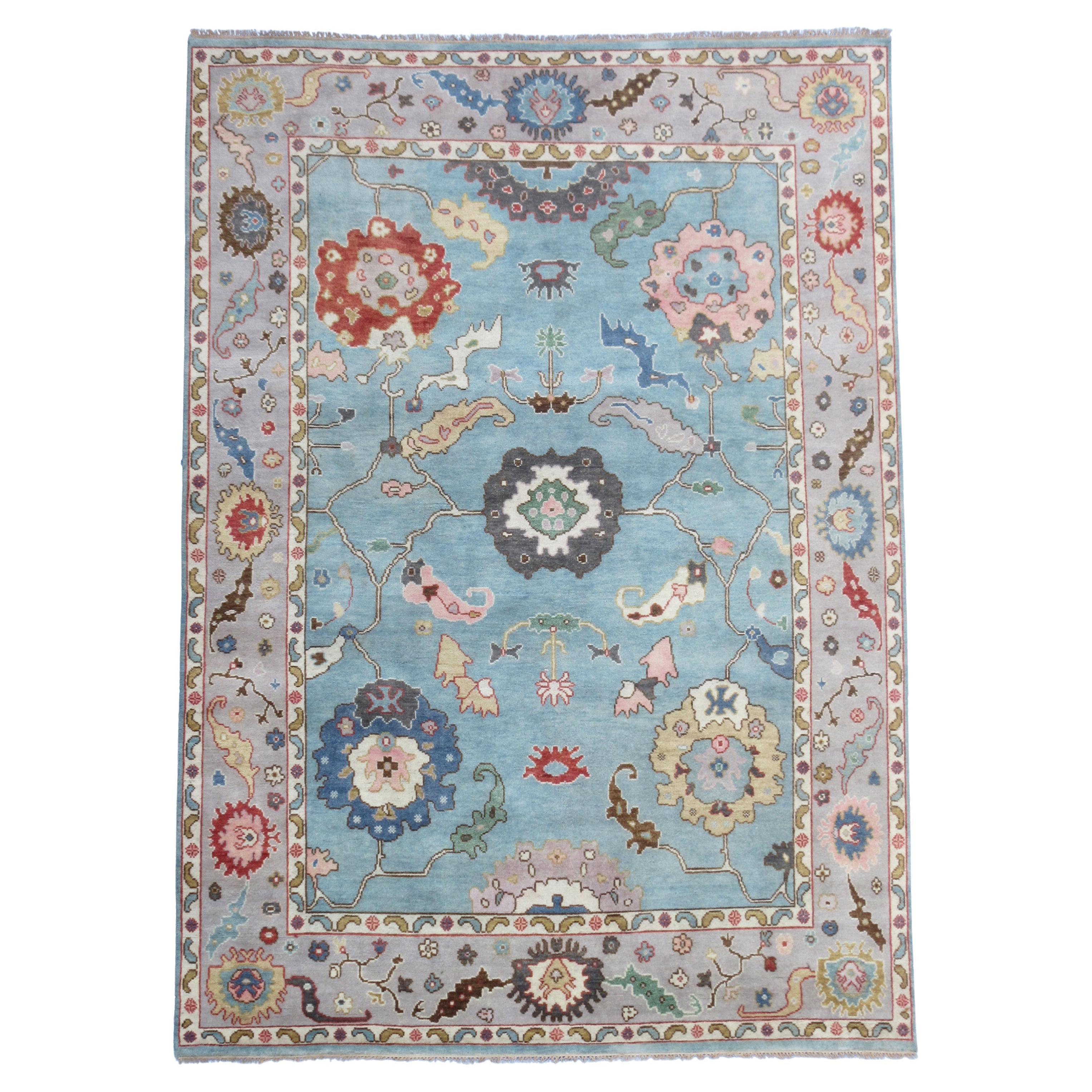 Light-Blue Oushak For Sale at 1stDibs