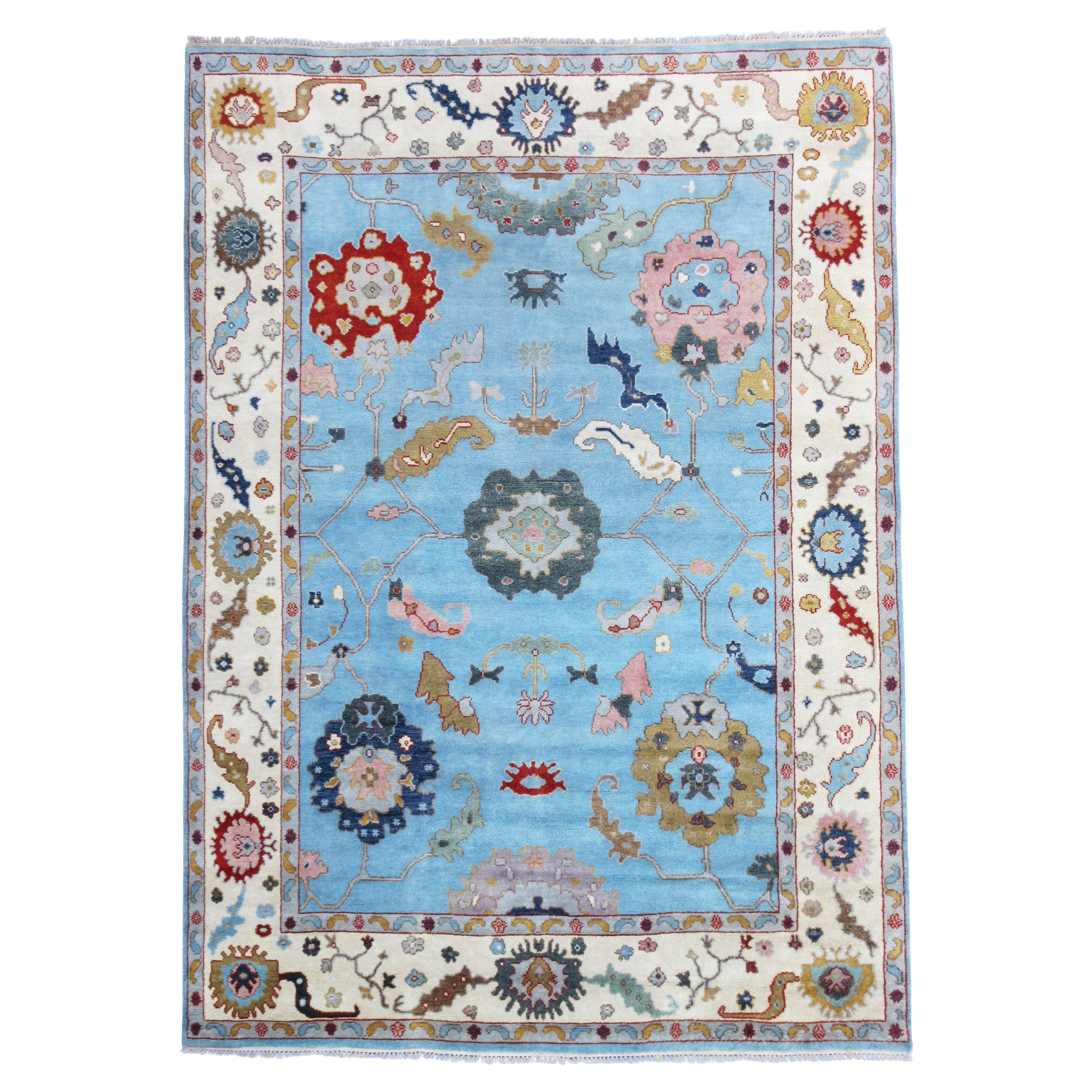 Light-Blue Oushak For Sale at 1stDibs