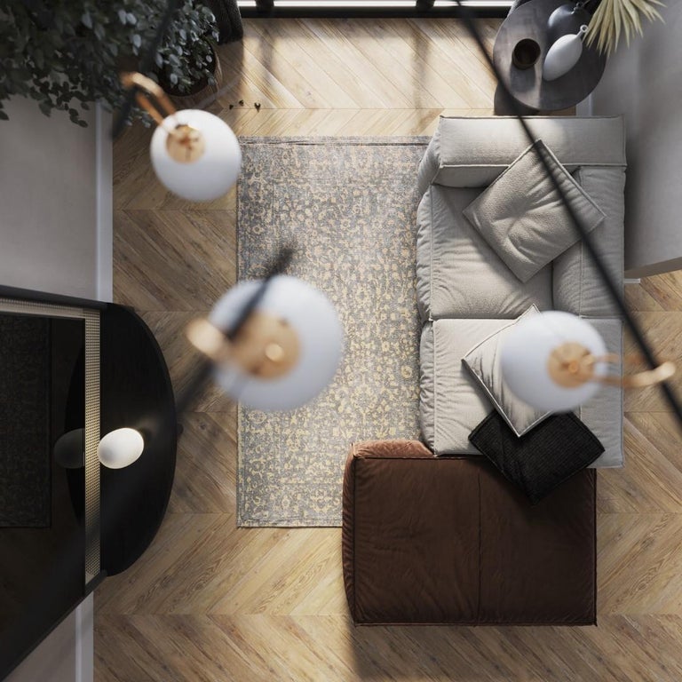 Tan and Grey Wool and Silk Rug from Modern Persian Collection by ...