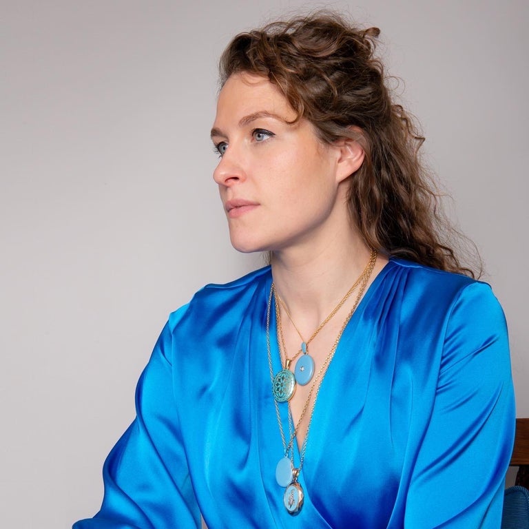 14 Carat Gold Pearl and Enamel Lilly-of-the Valley Locket For Sale at ...