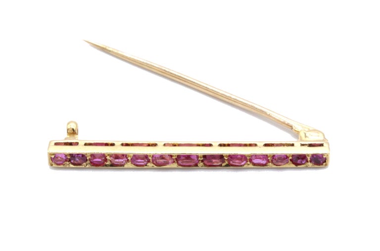 14 Kt Rose Gold and Ruby Tie Pin For Sale at 1stDibs