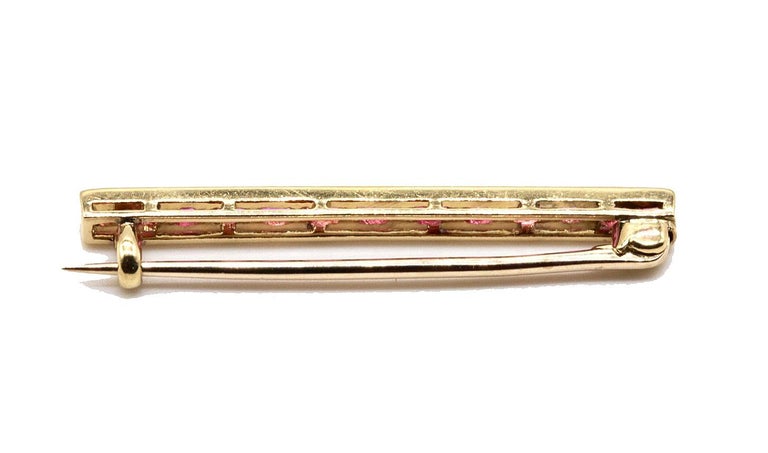 14 Kt Rose Gold and Ruby Tie Pin For Sale at 1stDibs