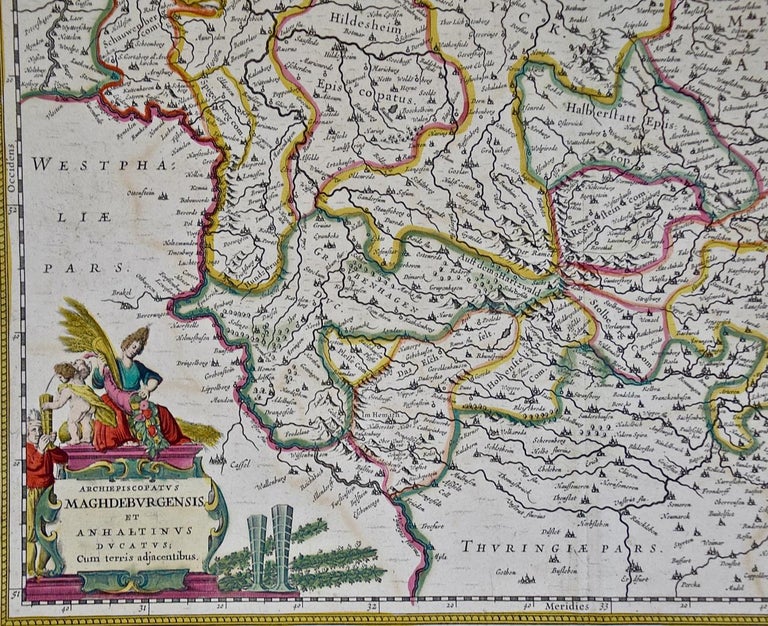 17th Century Hand-Colored Map of a Region in West Germany by Janssonius ...