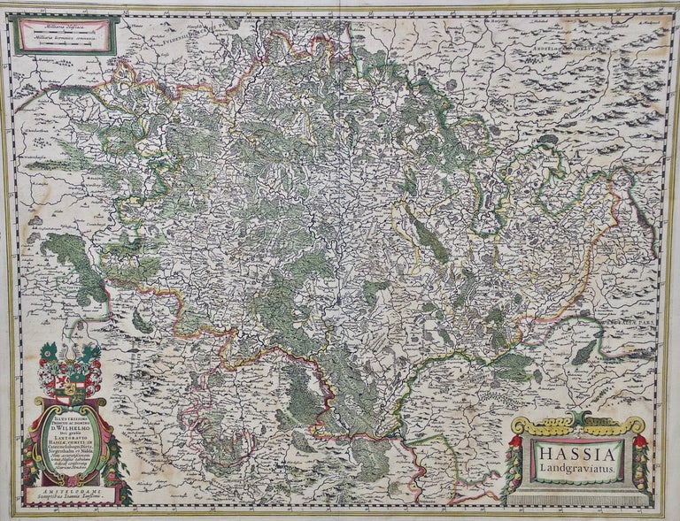 17th Century Hand-Colored Map of the Hesse-Kassel Region of Germany by ...