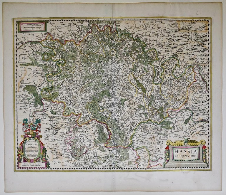 17th Century Hand-Colored Map of the Hesse-Kassel Region of Germany by ...