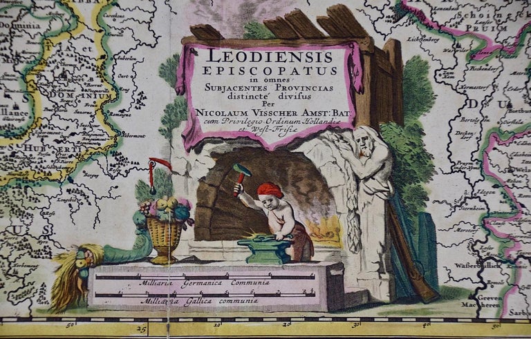 17th Century Hand Colored Map of the Liege Region in Belgium by ...