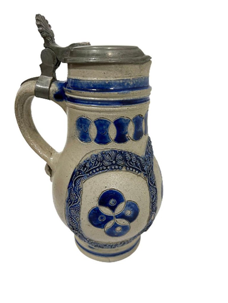 17th/ Early 18th Century German Westerwald Salt Glazed Stoneware Jug ...