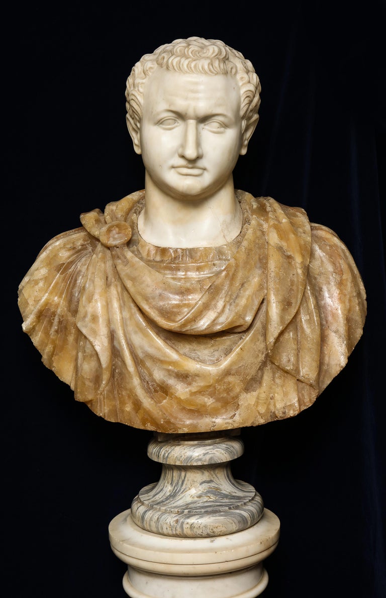 18th-19th Century Neoclassical Multi-Marble Bust of Roman Emperor Titus Domitian For Sale at 1stDibs