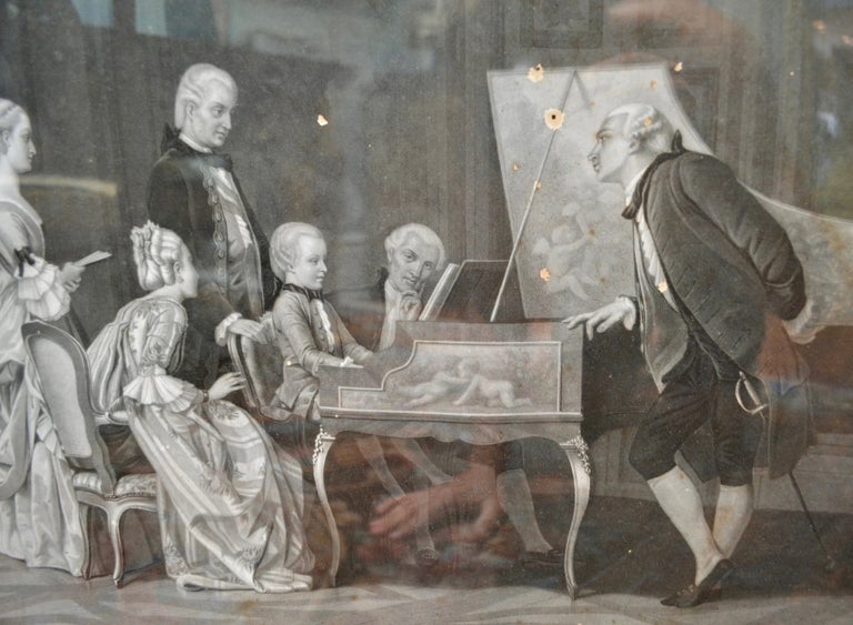 19thC Engraving of Mozart Playing for Hapsburg Emperor Francis 1 For ...