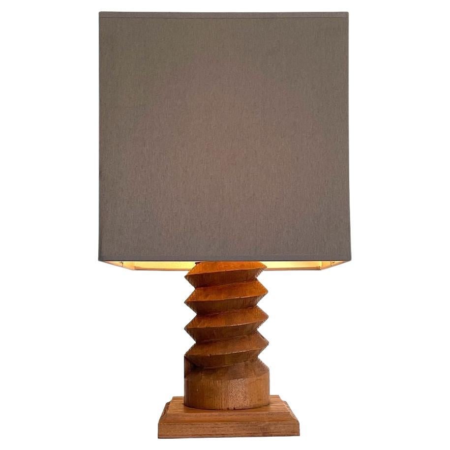 Pair of Artisan Hand-Carved French Oak Black Lacquered Lamps at 1stDibs