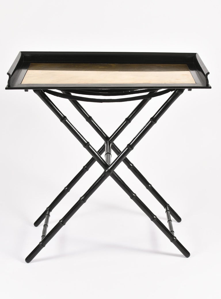 1950s Ebonized Mahogany and Brass Top Butler's Tray by Valenti at 1stDibs