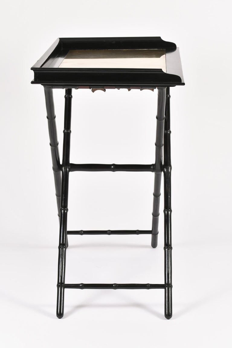 1950s Ebonized Mahogany and Brass Top Butler's Tray by Valenti at 1stDibs