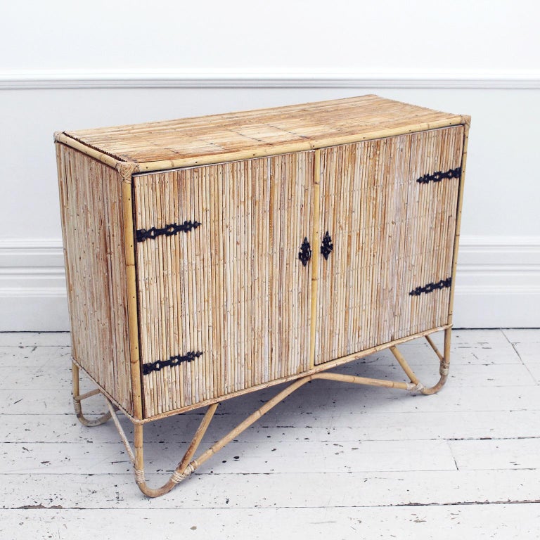 1950s Small Rattan Sideboard Cabinet in the French Riviera Style For ...