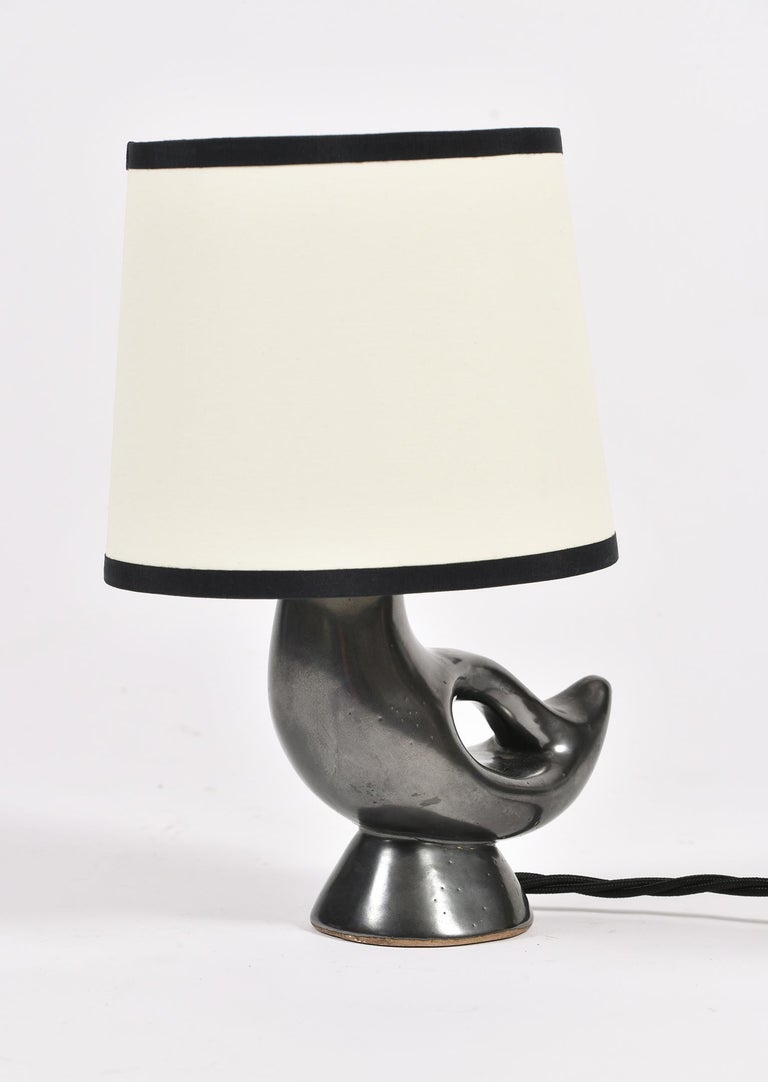 1950s Zoomorphic Black Ceramic Lamp at 1stdibs