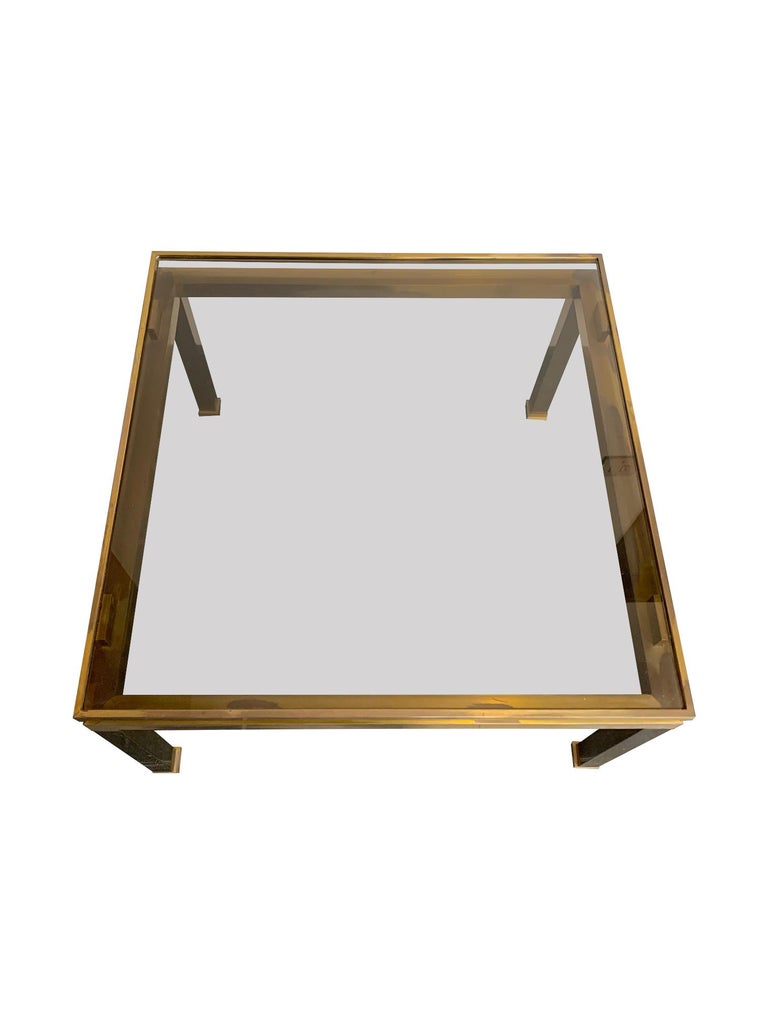 1970s Guy Lefevre Solid Brass Side Table with Smoked Glass Top For Sale ...