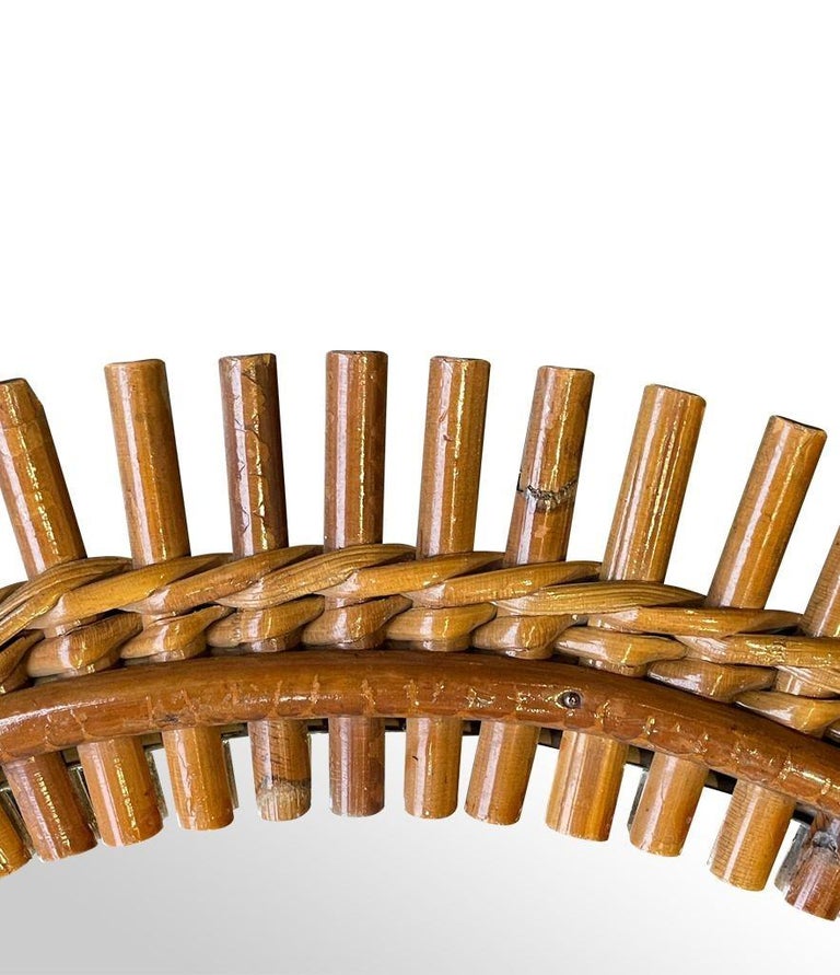 1970s Italian Circular Pencil Reed Bamboo Mirror with Bamboo Hanging ...