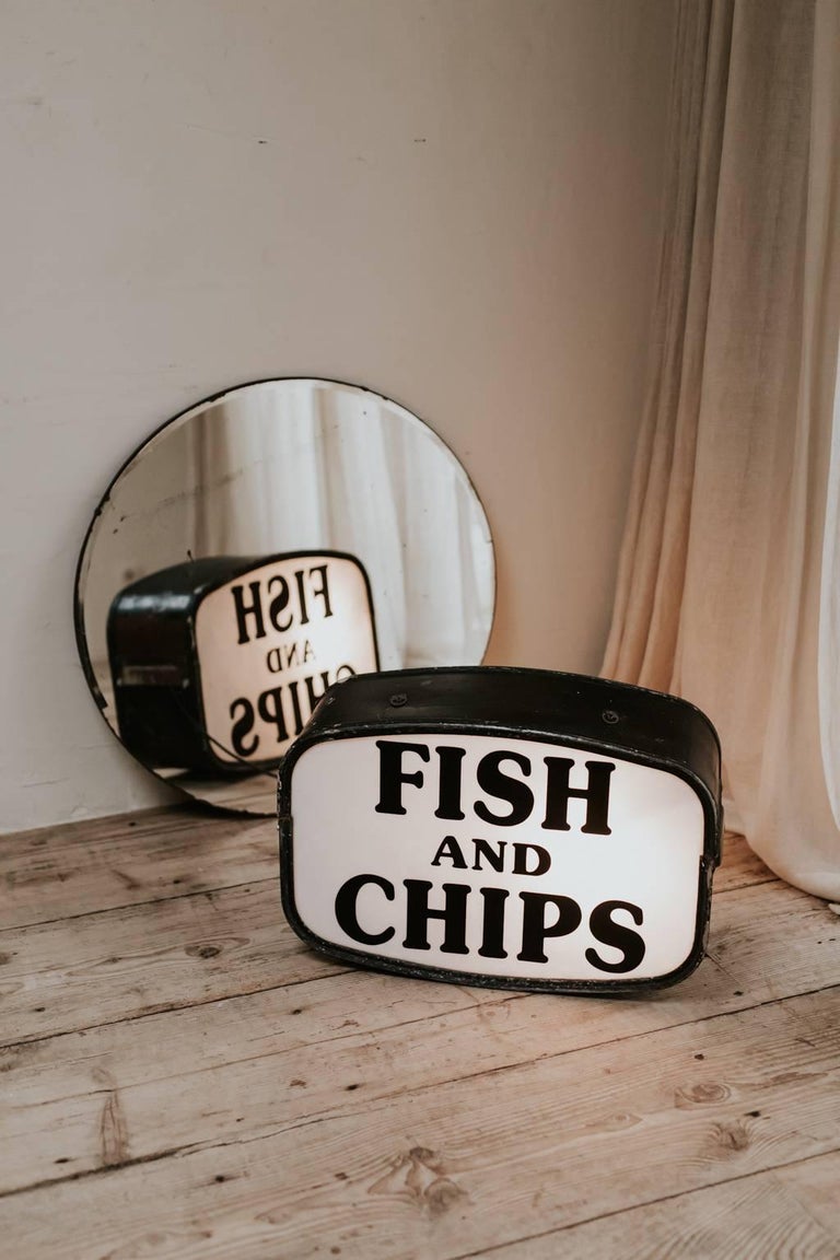 1970s Vintage Double-Sided "Fish and Chips" Shop Sign, Signed Cowling ...