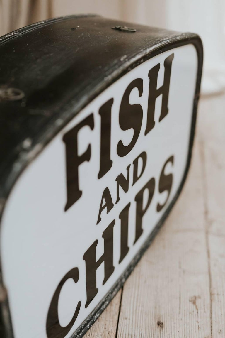 1970s Vintage Double-Sided "Fish and Chips" Shop Sign, Signed Cowling ...