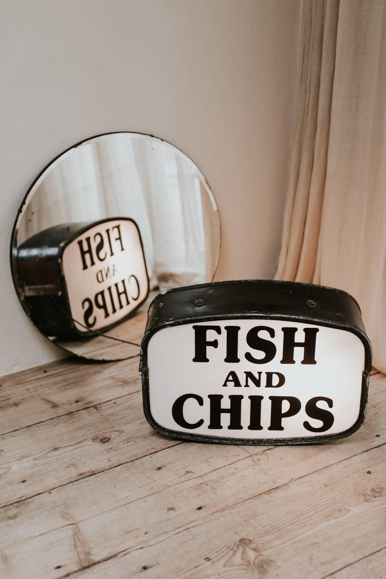 1970s Vintage Double-Sided "Fish and Chips" Shop Sign, Signed Cowling ...