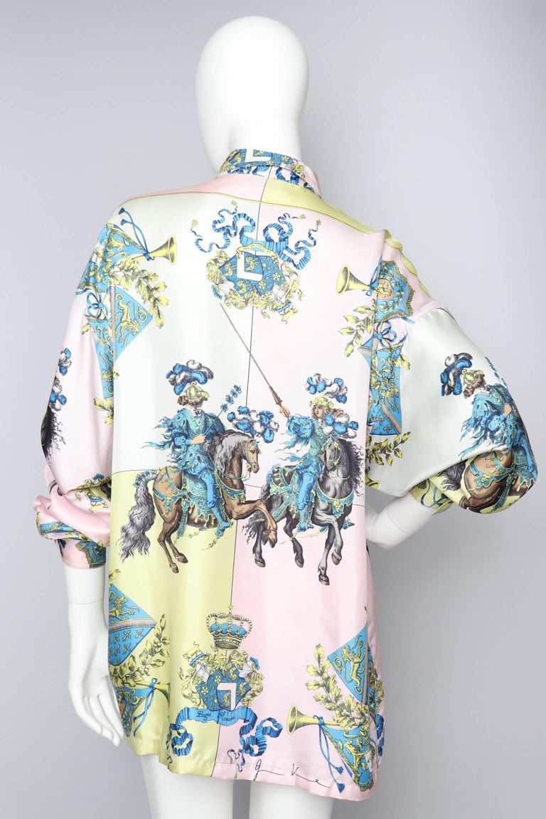 A 1980s Vintage Gianni Versace Renaissance Print Silk Shirt L at ...