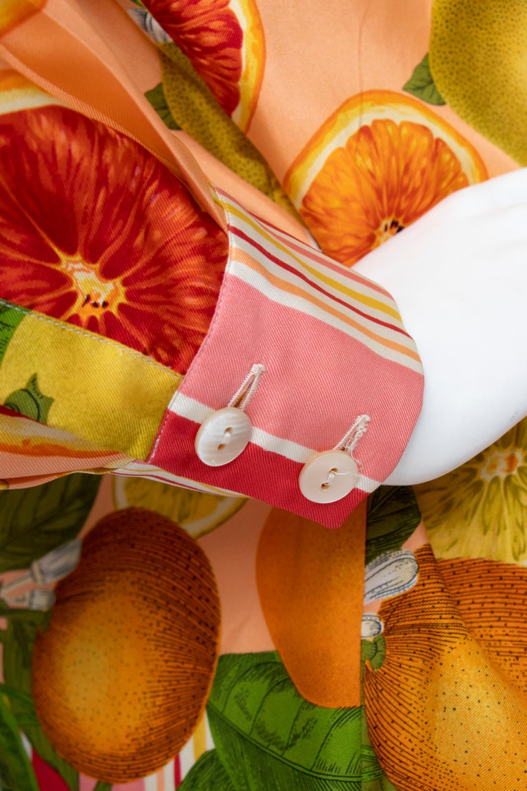 A 1990s Vintage Gucci Fruit Print Silk Twill Blouse at 1stDibs