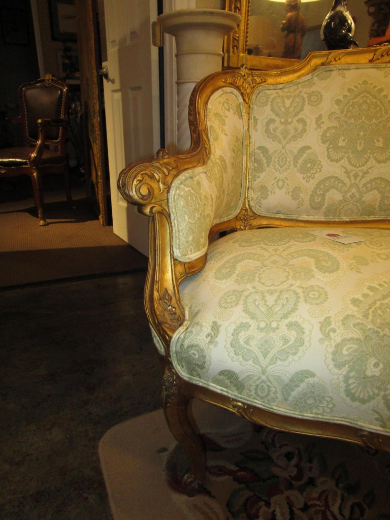 19th C French Petite Gilt Carved Bedroom Settee, Louis XV Design For ...