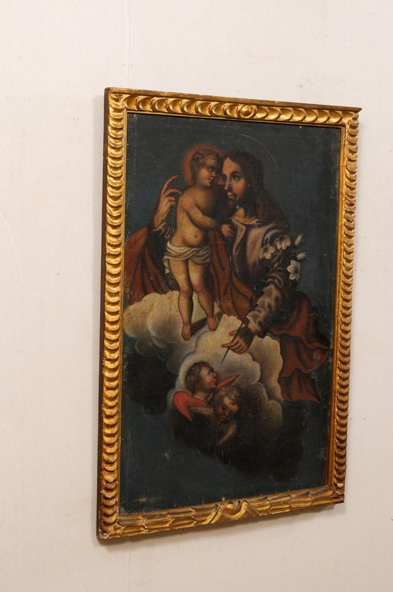 Spanish Colonial Painting of Jesus with Child, in 19th Century Gilt ...