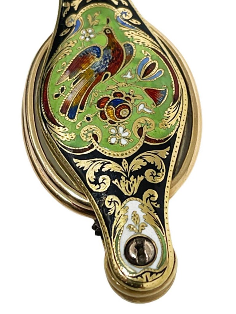19th Century 14kt Gold and Enamel Lorgnette at 1stDibs