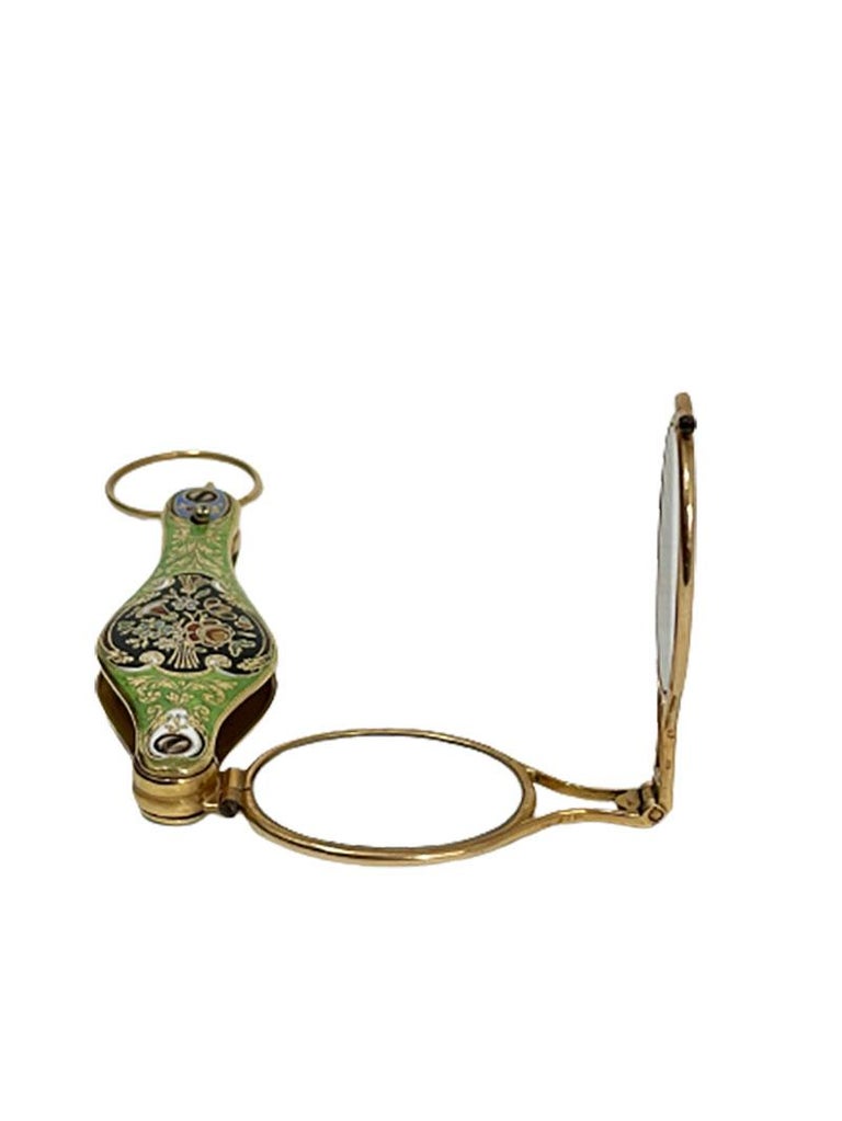 19th Century 14kt Gold and Enamel Lorgnette at 1stDibs