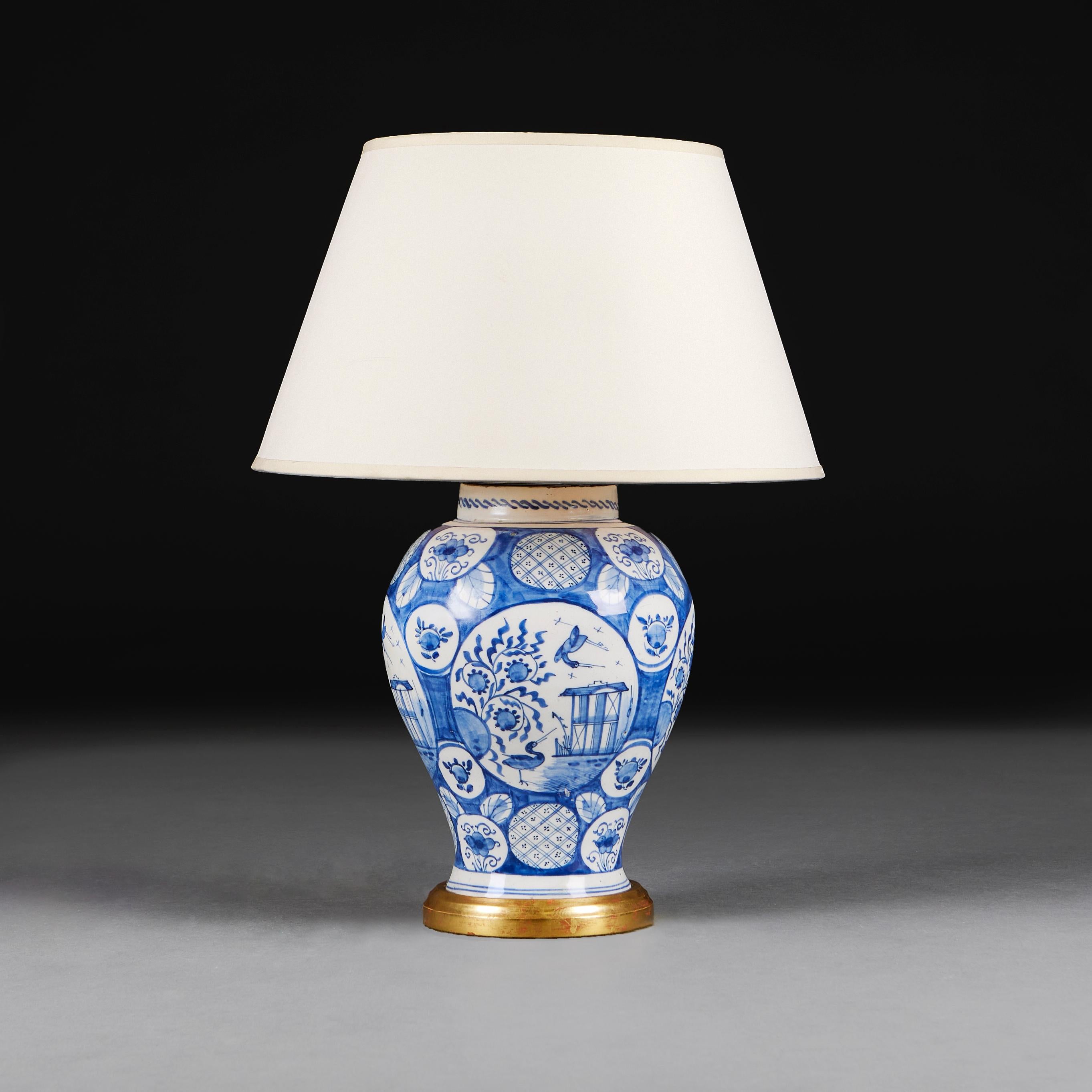 A 19th Century Blue And White Delft Lamp For Sale at 1stDibs