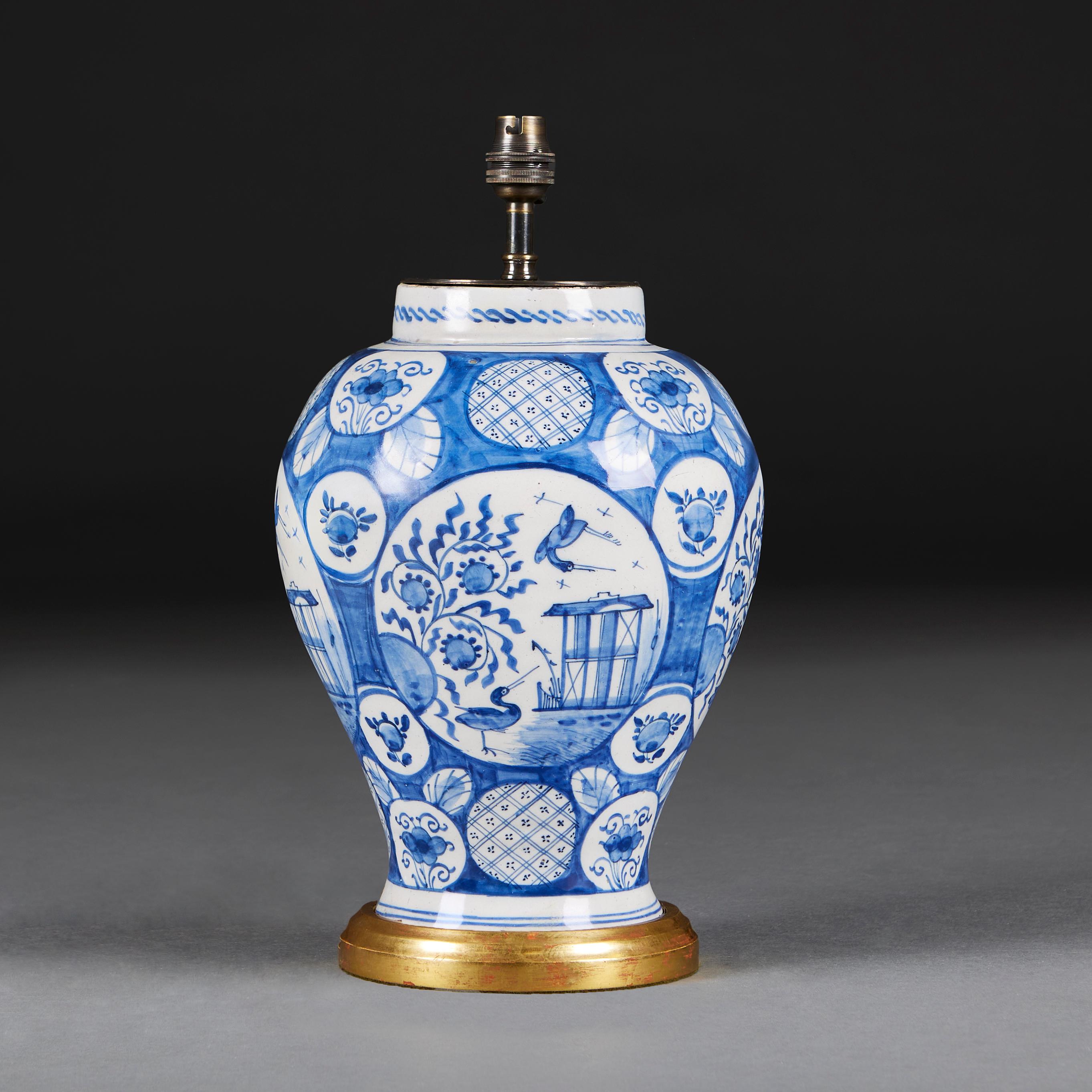 A 19th Century Blue And White Delft Lamp For Sale at 1stDibs