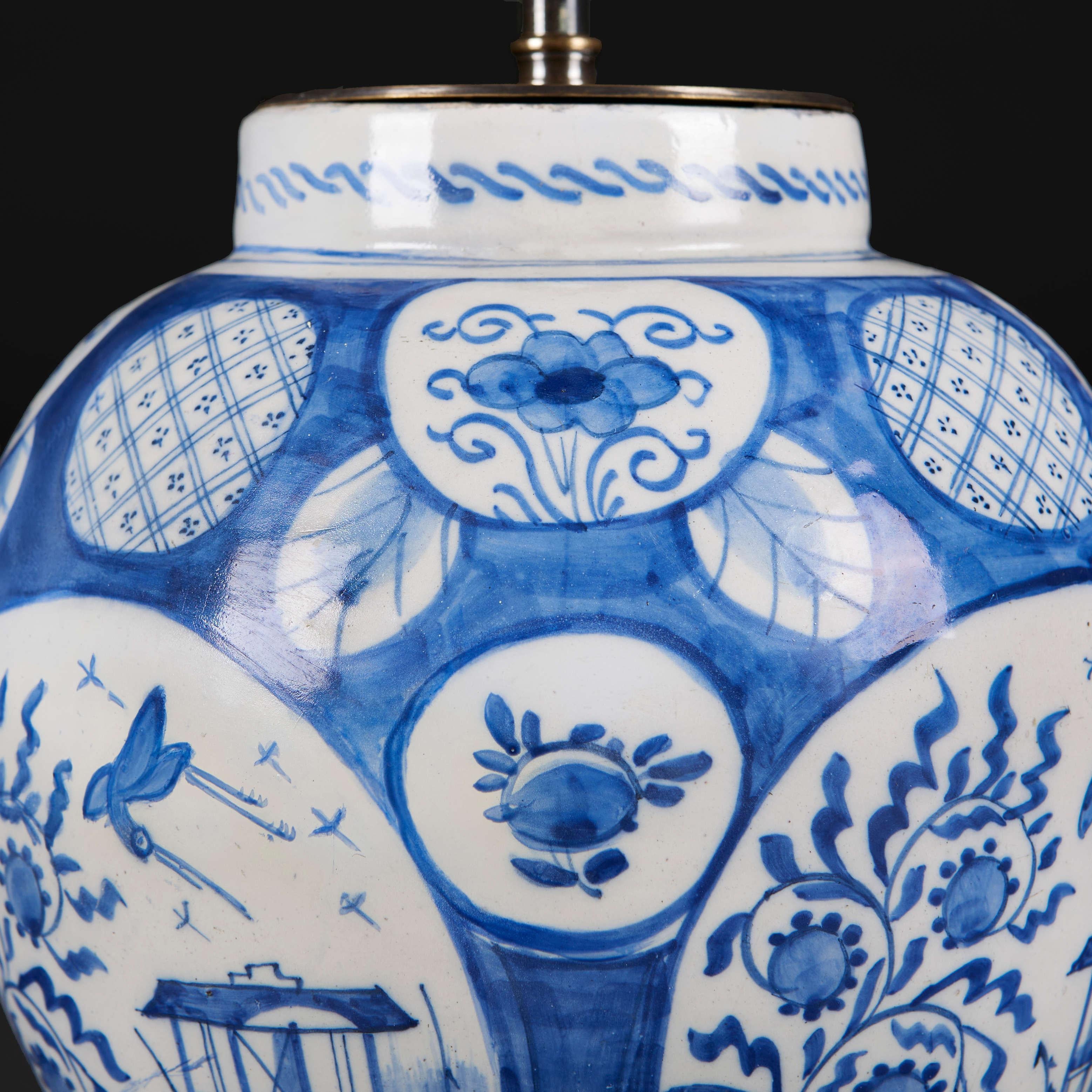 A 19th Century Blue And White Delft Lamp For Sale at 1stDibs