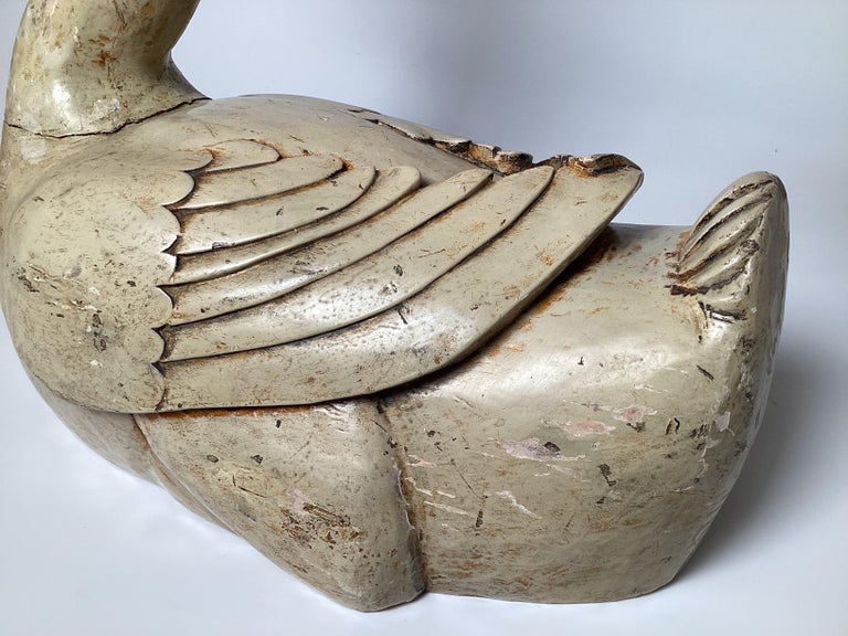 19th Century Carved Hardwood Painted Chinese Basal Knob Goose For Sale ...
